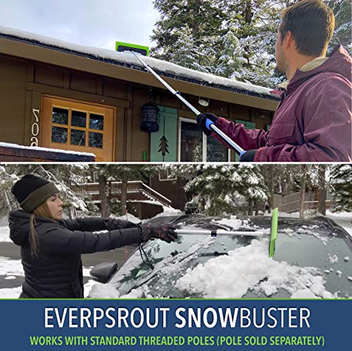 EVERSPROUT Never-Scratch SnowBuster Attachment for Removing Snow from Vehicles (Pole Not Included) | Premium Foam Snow Broom Head | Unique S-Shape Design for Push or Pull Removal | Broom Head Only