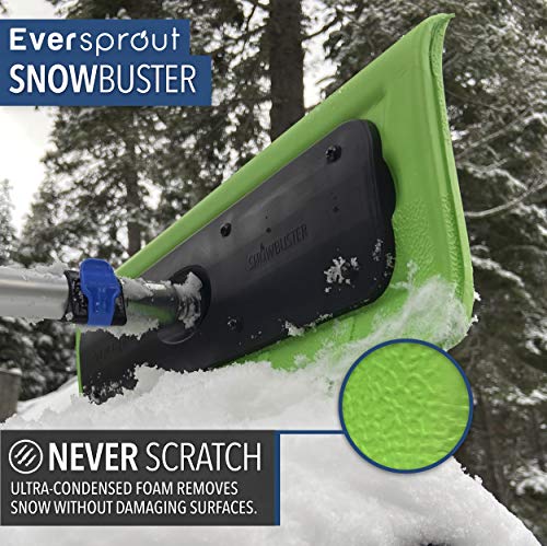 EVERSPROUT Never-Scratch SnowBuster Attachment for Removing Snow from Vehicles (Pole Not Included) | Premium Foam Snow Broom Head | Unique S-Shape Design for Push or Pull Removal | Broom Head Only