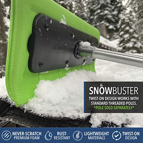 EVERSPROUT Never-Scratch SnowBuster Attachment for Removing Snow from Vehicles (Pole Not Included) | Premium Foam Snow Broom Head | Unique S-Shape Design for Push or Pull Removal | Broom Head Only