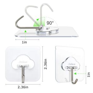 Znben Wall Hooks Adhesive Hooks Heavy Duty 13lb(Max), Sticky Hooks for Hanging Transparent Utility Hooks Wall Hooks for Kitchen Bathroom Office Shower Window 10 Pack