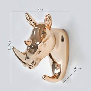 Animal Head Key Hooks Decorative for Wall Creative Resin Hook Hanger (Pack 6) Animal Shaped Coat Hat Hook Wall Hanging Wall Hook Decorative Gift (Electroplated Gold)