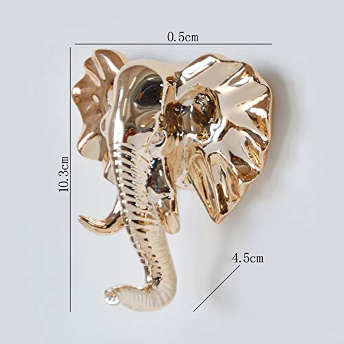 Animal Head Key Hooks Decorative for Wall Creative Resin Hook Hanger (Pack 6) Animal Shaped Coat Hat Hook Wall Hanging Wall Hook Decorative Gift (Electroplated Gold)