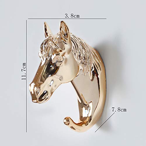 Animal Head Key Hooks Decorative for Wall Creative Resin Hook Hanger (Pack 6) Animal Shaped Coat Hat Hook Wall Hanging Wall Hook Decorative Gift (Electroplated Gold)