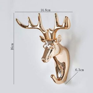 Animal Head Key Hooks Decorative for Wall Creative Resin Hook Hanger (Pack 6) Animal Shaped Coat Hat Hook Wall Hanging Wall Hook Decorative Gift (Electroplated Gold)