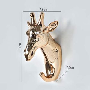 Animal Head Key Hooks Decorative for Wall Creative Resin Hook Hanger (Pack 6) Animal Shaped Coat Hat Hook Wall Hanging Wall Hook Decorative Gift (Electroplated Gold)