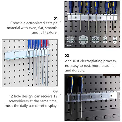 DOITOOL Screwdriver Storage Rack Tool Tray Holder Rack Wall Mount Organizer Tool Trays Storage Hanger Holder for Home Garage Garden (Silver)