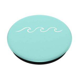 cute minimalist soft aesthetic beach surf green wave kawaii PopSockets Swappable PopGrip