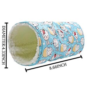 Handmade Fleece Small Animal Tunnel Collapsible Pet Play Toy Tunnel Tube for Dwarf Rabbit Hamster Guinea Pig Toys Chinchilla Sugar Glider Hedgehog Hideout Cave (Blue)