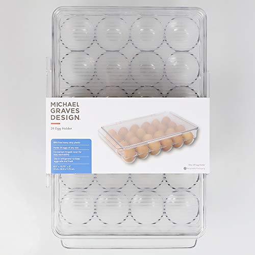 Michael Graves Design MG51682 24 Compartment Plastic Egg Container, Clear