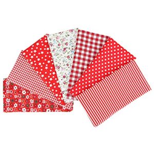 bestoyard 7pcs red cotton fabric bundles quilting fabric quilting sewing fabric pre cut quilting cotton crafts textile square fabric different patterns for diy sewing 50cm