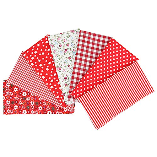 BESTOYARD 7pcs Red Cotton Fabric Bundles Quilting Fabric Quilting Sewing Fabric Pre Cut Quilting Cotton Crafts Textile Square Fabric Different Patterns for DIY Sewing 50cm