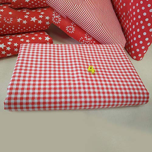 BESTOYARD 7pcs Red Cotton Fabric Bundles Quilting Fabric Quilting Sewing Fabric Pre Cut Quilting Cotton Crafts Textile Square Fabric Different Patterns for DIY Sewing 50cm