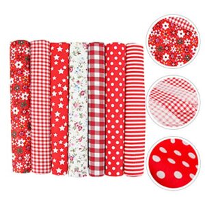 BESTOYARD 7pcs Red Cotton Fabric Bundles Quilting Fabric Quilting Sewing Fabric Pre Cut Quilting Cotton Crafts Textile Square Fabric Different Patterns for DIY Sewing 50cm