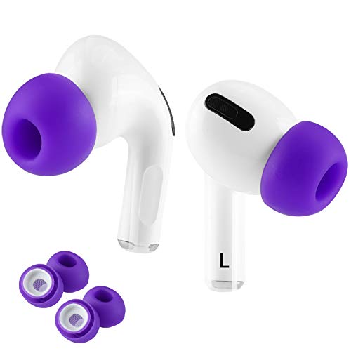 V-liams Upgrade AirPods Pro Soft Silicone with Dust Fence Earbud Tips Compatible with AirPods Pro Earplugs 2 Pairs(Medium/Purple)