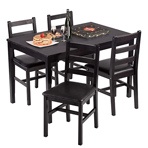 FDW Kitchen Table and Chairs for 4 Dining Room Table Set,Wood Elegant Kitchen Sets for Small Space,Dark Brown