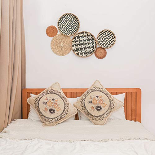 Bamboo Woven Wall Baskets Decor Boho Flat Set 3 Shallow Basket for Organizing Kitchen Wicker Tray for Coffee Table Trays Decorative Plates for Wall Hanging Farmhouse Wicker Serving Tray