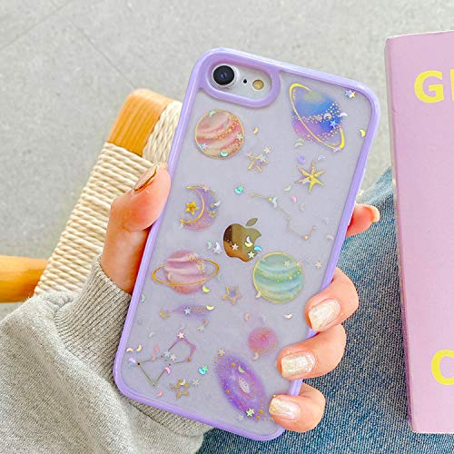 BOFTALE Compatible with iPhone SE 2020 iPhone 7 iPhone 8 Cute Case Clear, Handmade Glitter Bling Sparkle Design Slim Soft TPU Pretty Phone Cover for Girls Women (Purple)