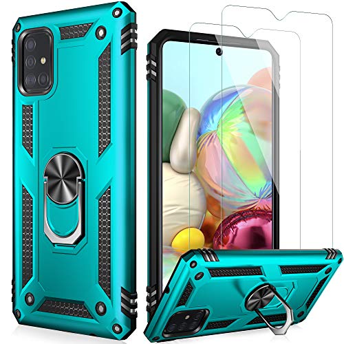 LUMARKE Galaxy A51 Case,Pass 16ft. Drop Tested Military Grade Cover with Magnetic Ring Kickstand Compatible with Car Mount Holder,Protective Phone Case for Samsung Galaxy A51 4G LTE Teal