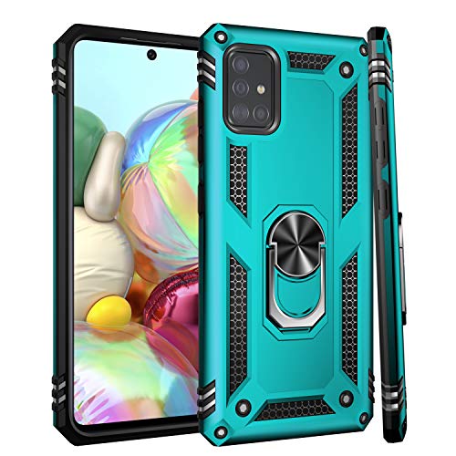 LUMARKE Galaxy A51 Case,Pass 16ft. Drop Tested Military Grade Cover with Magnetic Ring Kickstand Compatible with Car Mount Holder,Protective Phone Case for Samsung Galaxy A51 4G LTE Teal