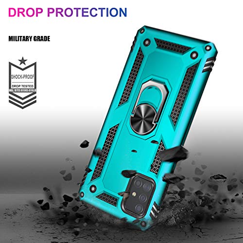 LUMARKE Galaxy A51 Case,Pass 16ft. Drop Tested Military Grade Cover with Magnetic Ring Kickstand Compatible with Car Mount Holder,Protective Phone Case for Samsung Galaxy A51 4G LTE Teal