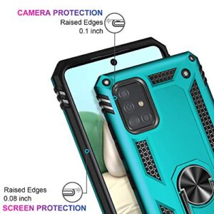 LUMARKE Galaxy A51 Case,Pass 16ft. Drop Tested Military Grade Cover with Magnetic Ring Kickstand Compatible with Car Mount Holder,Protective Phone Case for Samsung Galaxy A51 4G LTE Teal