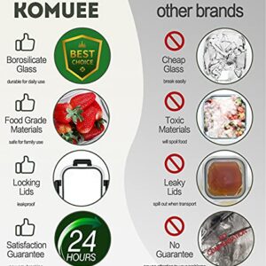 KOMUEE 10 Packs 30 oz Glass Meal Prep Containers,Glass Food Storage Containers with Lids,Airtight Glass Lunch Bento Boxes,BPA Free,Microwave, Oven, Freezer and Dishwasher,Gray