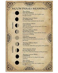 metal sign moon phases meanings witchery tin sign bar home decoration new year sign the best gift for parents, so that children can gain knowledge in daily life 8x12 inch