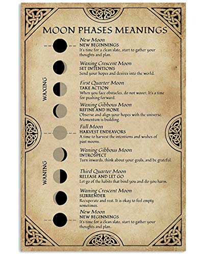 Metal Sign Moon Phases Meanings Witchery Tin Sign Bar Home Decoration New Year Sign The Best Gift for Parents, So That Children Can Gain Knowledge in Daily Life 8X12 inch