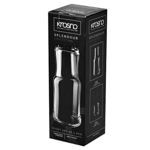 Krosno Water Drinking Night Set| Set of 2 Pieces | 20.3 and 6.8 oz | Splendour Collection | Ideal for Home, Restaurant, Events & Parties | Dishwasher Safe