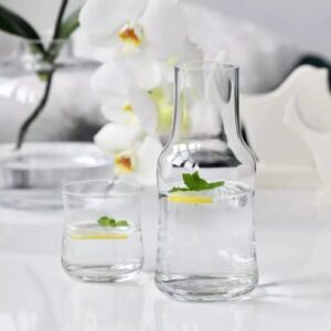 Krosno Water Drinking Night Set| Set of 2 Pieces | 20.3 and 6.8 oz | Splendour Collection | Ideal for Home, Restaurant, Events & Parties | Dishwasher Safe