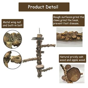 Tfwadmx Bird Perch Natural Wood Stand Branch Hanging Swing Stick Parakeet Climbing Paw Grinding Platform Chewing Toys for Cockatiels, Love Birds and Finches Birdcage Accessories