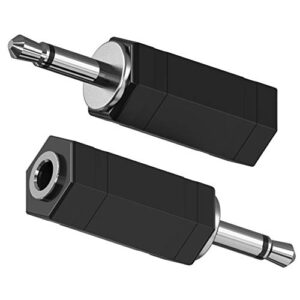 3.5mm mono to stereo adapter, 2 pack 3.5mm 1/8" mono male plug to 3.5mm 1/8" trs stereo female jack for radio, headphone