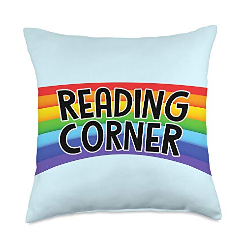 Wild Honey Collections Reading Corner Book Nook Rainbow Kids Throw Pillow, 18x18, Multicolor