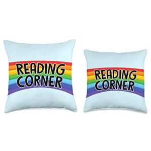 Wild Honey Collections Reading Corner Book Nook Rainbow Kids Throw Pillow, 18x18, Multicolor