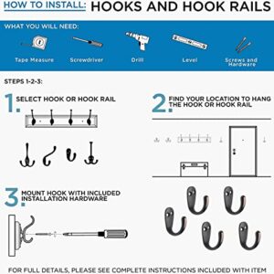 HARPOON 5 Piece Single Prong Robe Hook, Farmhouse Coat Hooks Oil-Rubbed Bronze