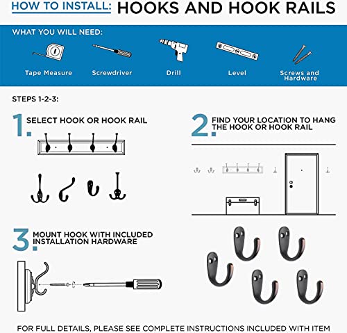 HARPOON 5 Piece Single Prong Robe Hook, Farmhouse Coat Hooks Oil-Rubbed Bronze