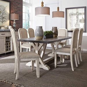 liberty furniture industries willowrun 7 piece trestle table set, rustic white