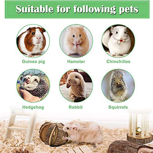 HWONMTE Hamster Toys Set, Guinea Pig Toy Natural Wooden Rabbit Bunny Rat Chinchillas Chew Toys Exercise Accessories for Small Animal Chewing and Teeth Care (9 Pack)