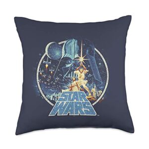 star wars vintage group shot logo throw pillow