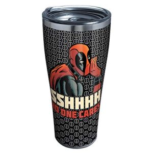 tervis triple walled marvel - deadpool insulated tumbler cup keeps drinks cold & hot, 30oz - stainless steel, shhh no one cares