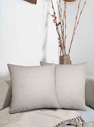 WHITEWRAP Throw Pillow Cover| Pillow Cases for Living Room| Decorative Farmhouse Pillow | 18 x 18 inch Pack of 2 Brown