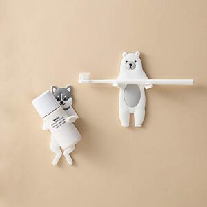 4 pcs animal adhesive hooks, cute decorative wall hooks, reusable waterproof hooks for bathroom bedroom nursery kitchen,versatile hooks for hanging towel,keys,hat,scarves,bracelets,purses (bear+ dog)