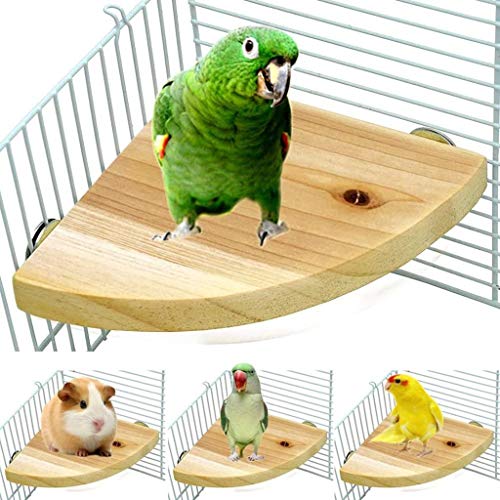 3 Pcs Birdcage Perches Parrot Cage Perch Wooden Platform Stand Bird Perch Stand Toy Hamster Springboard Chinchilla Cage Corner Shelf Laddered Natural Wood Branches Exercise Toy for Parakeets Hedgehog