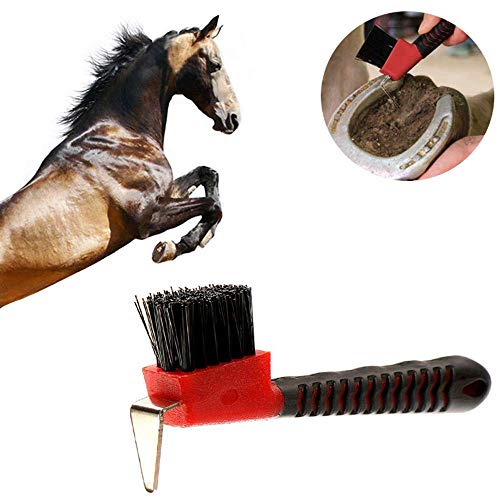 BRYHZKCM Horse Hoof Pick Brush with Soft Touch Rubber Handle,Portable Hoofpick,3Pieces,Random Colors