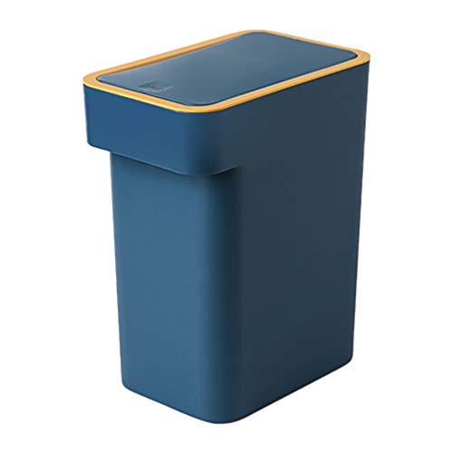 Cabilock Slim Trash Can Plastic Wastebasket with Press Type Lid Garbage Container Bin for Bathroom Powder Room Bedroom Kitchen Office