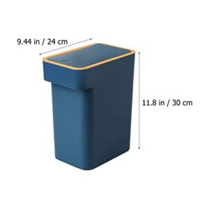 Cabilock Slim Trash Can Plastic Wastebasket with Press Type Lid Garbage Container Bin for Bathroom Powder Room Bedroom Kitchen Office