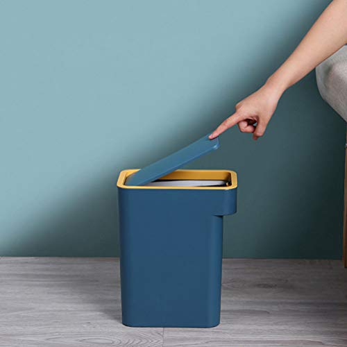 Cabilock Slim Trash Can Plastic Wastebasket with Press Type Lid Garbage Container Bin for Bathroom Powder Room Bedroom Kitchen Office