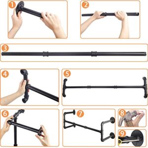 Clothes Rack Industrial Pipe Rack Wall Mounted Heavy Duty Black Iron Garment Rack Space-Saving Iron Garment Rack Multi-Purpose Hanging Rod Bar for Laundry Room Retail Display Clothes Rod for Closet Easy Assembly for Small Space 47.2 x 12.2 x 10.2 Inches ,