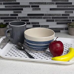 Home Basics Anti-Slip Plastic Serving Tray with Easy Grip Handles, White 16'' x 11'' x 1.6'' 41.5 x 29 x 4.3 cm