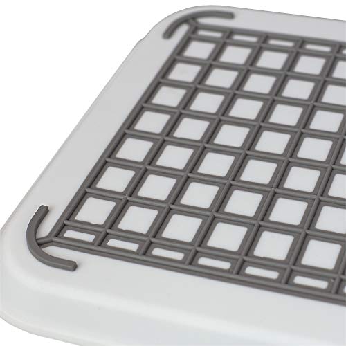 Home Basics Anti-Slip Plastic Serving Tray with Easy Grip Handles, White 16'' x 11'' x 1.6'' 41.5 x 29 x 4.3 cm